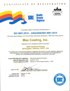 ISO Certification - Max Coating